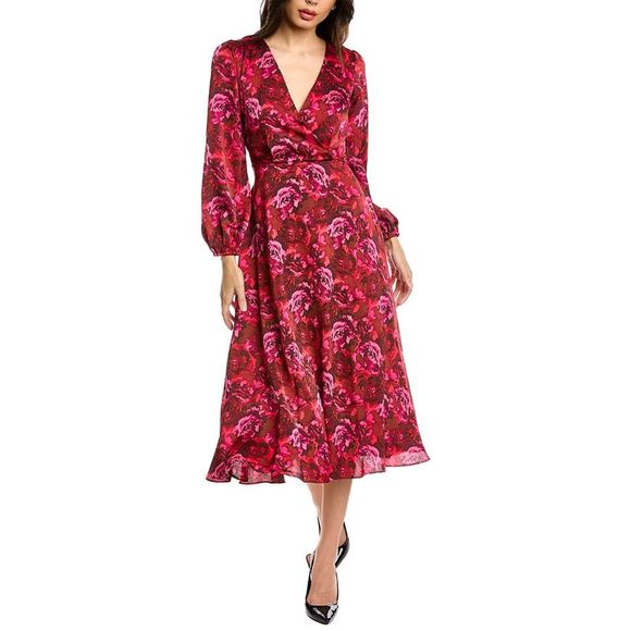 Maison Tara | Dresses | Maison Tara Womens Pebble Satin Midi Dress Red ...